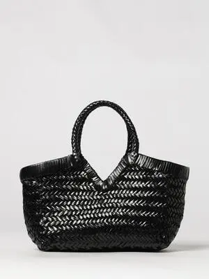 VIPERA Monet Woven Leather Tote Bag With Removable Pouch - Black