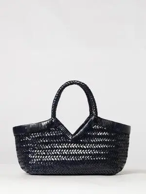 VIPERA Monet Woven Leather Tote Bag With Removable Pouch - Blue