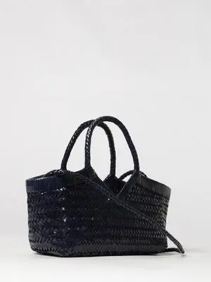 VIPERA Monet Woven Leather Tote Bag With Removable Pouch - Blue