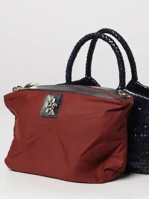 VIPERA Monet Woven Leather Tote Bag With Removable Pouch - Blue