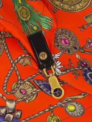 Versace Graphic Print Pure Silk Bandeau With Spring Hook