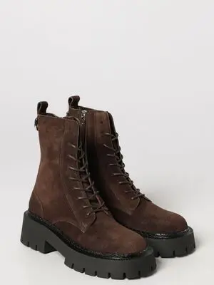VIC MATIE Suede Combat Boots With A Metal Ring And Side Zip