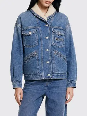 Isabel Marant Étoile Cropped Denim Jacket With Fur Shawl Collar
