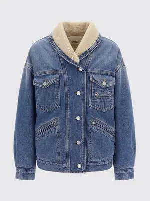 Isabel Marant Étoile Cropped Denim Jacket With Fur Shawl Collar