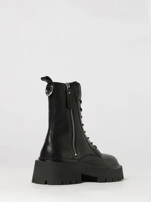 VIC MATIE Calfskin Combat Boots With Metal Ring And Side Zip
