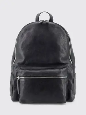 Orciani Laio Lagoon Grained Calfskin Backpack With Logo - Black