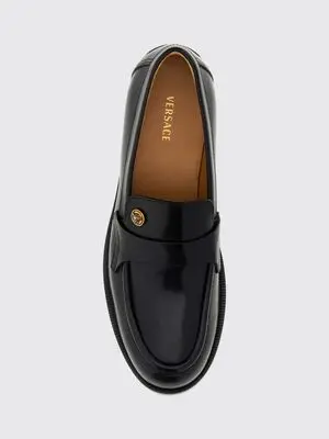 Versace Calfskin Leather Penny Loafers With Medusa Plaque