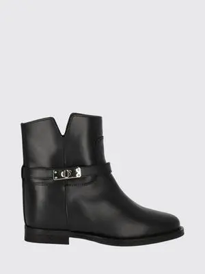 VIA ROMA 15 Suede Cowboy Boots With Low Shaft And Wedge Heel - Black