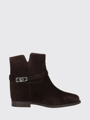 VIA ROMA 15 Suede Cowboy Boots With Low Shaft And Wedge Heel - Brown