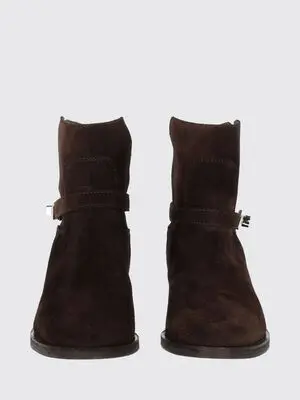 VIA ROMA 15 Suede Cowboy Boots With Low Shaft And Wedge Heel - Brown