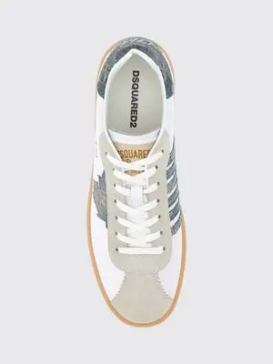 Dsquared2 Rebel Sneakers In Leather And Cotton Denim With Logo