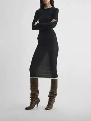 Phoebe Philo Hug Stretch Viscose Jersey Midi Sheath Dress - Black
