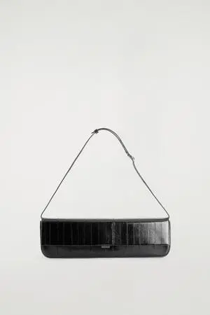 Cos Parquet Clutch Bag Eel-effect Leather - Black