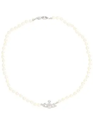 VIVIENNE WESTWOOD Collana Di Perle "mini Bas Relief - Silver