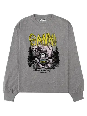 GANNI T-shirt Con Stampa - Grey