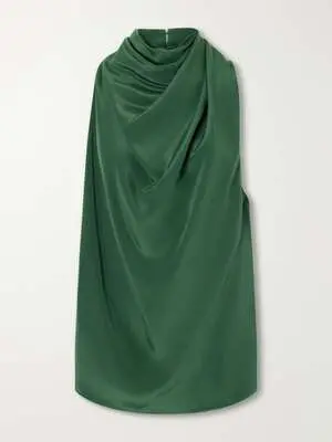 Altuzarra Sleary Gathered Draped Silk-satin Top - Kelly Green