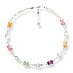 NINEMOO Crystal Bear Pearl Necklace - Gray