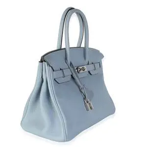 Hermès Bleu Lin Togo Birkin 30 Phw - Blue