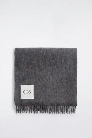 Cos Fringed Cashmere Scarf - Gray