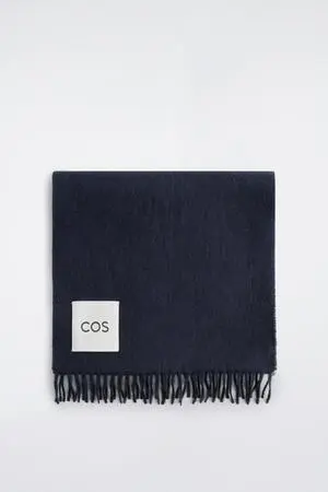 Cos Fringed Cashmere Scarf - Navy
