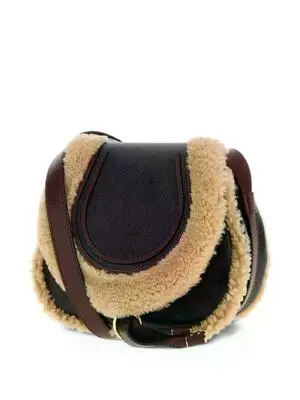 Chloé Small Marcie Saddle Bag In Shearling & Grained Leather