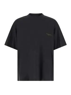 WOOYOUNGMI Round Neck Short Sleeve Cotton T-shirt - Grey