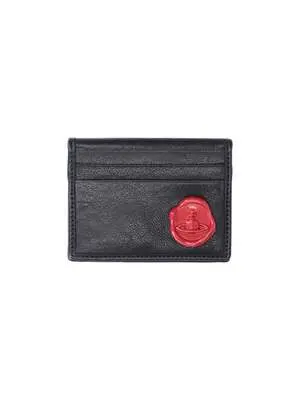 VIVIENNE WESTWOOD Leather Card Holder Wallet - Black