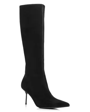 Paris Texas Lidia Suede Knee High Boots - Black