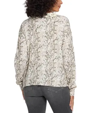 NYDJ Printed V Neck Cropped Cardigan