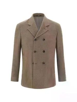 Boggi Milano Double-breasted Blazer In Extrafine Wool - Brown