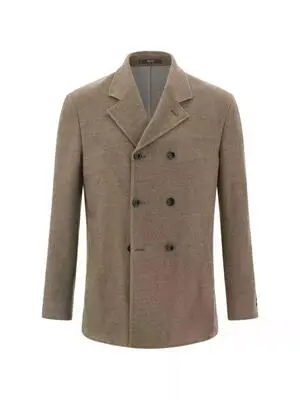Boggi Milano Double-breasted Blazer In Extrafine Wool - Brown