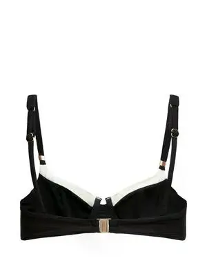 Karl Lagerfeld Ribbed-knit Signature-charm Bikini Top