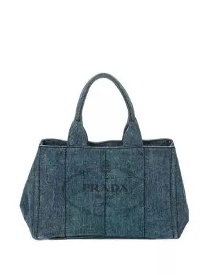 Prada Canapa Logo Tote Bag - Blue