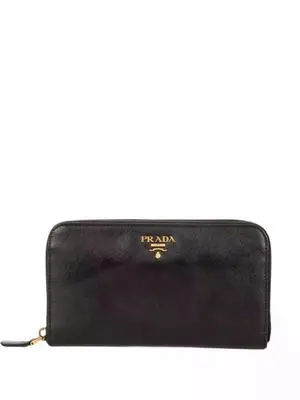 Prada Saffiano Leather Zip-around Wallet - Black
