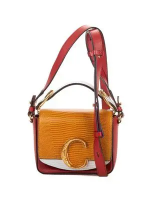 Chloé C Flap Crocodile-embossed Leather Shoulder Bag - Red