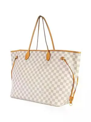 LOUIS VUITTON Gm Neverfull Damier Azur Tote Bag White