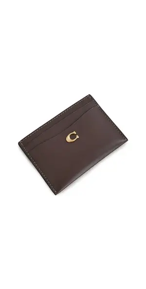 COACH Refined Calf Leather Essential Card Case - Maple