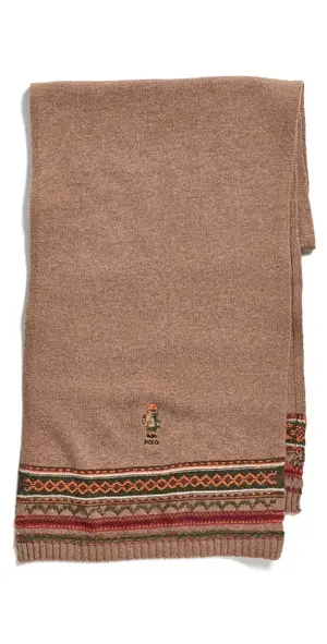 Polo Ralph Lauren Red Rocks Bear Fair Isle Scarf