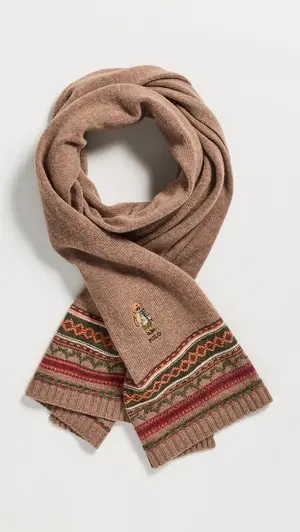Polo Ralph Lauren Red Rocks Bear Fair Isle Scarf
