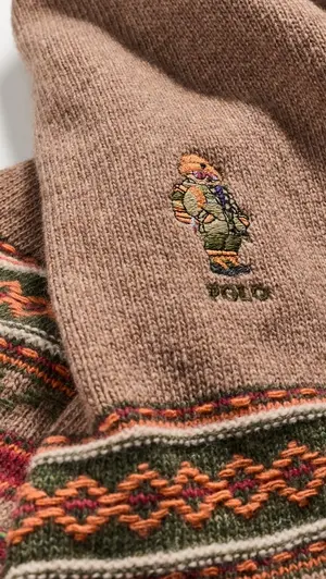 Polo Ralph Lauren Red Rocks Bear Fair Isle Scarf