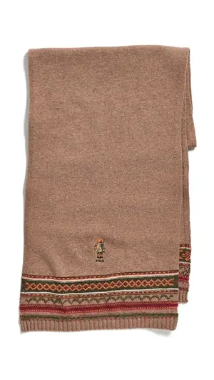 Polo Ralph Lauren Red Rocks Bear Fair Isle Scarf
