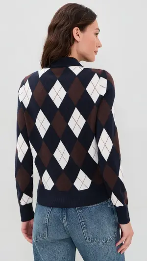 ALEX MILL Long Wool Argyle Placket Polo