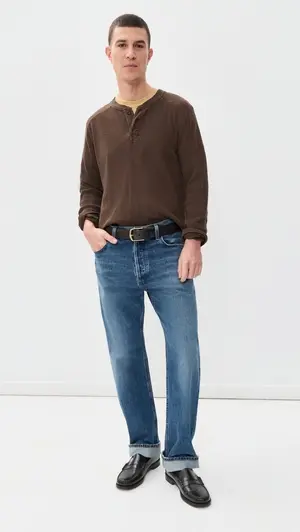 ALEX MILL Waffle Henley Tee