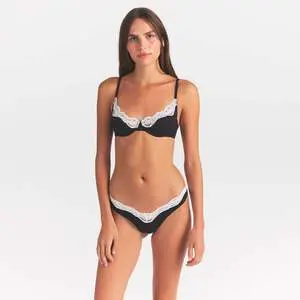 SKIMS Dipped Thong | Black | | Fits Everybody Lace - Obsidian Contrast