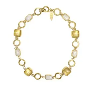 FARRA Prehnite And Moonstone Charms Choker Necklace