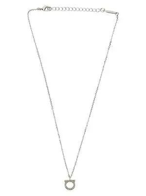 FERRAGAMO Gancini Strass' Necklace - Silver