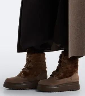 Bogner Stockholm Suede And Shearling Lace-up Boots