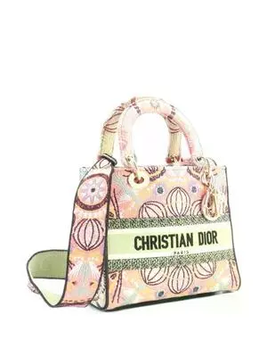 Dior Lady D-lite Bag Embroidered Canvas Medium Satchel - Multicolour