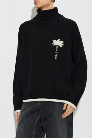 Palm Angels Wool Turtleneck With Embroidered Logo