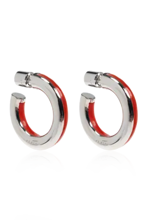 Alaïa Round Hoop Earrings With Resin - Silver